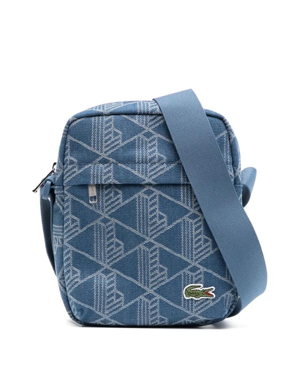 Lacoste Mono-Jacquard Messenger Bag in Blue for Men | Lyst
