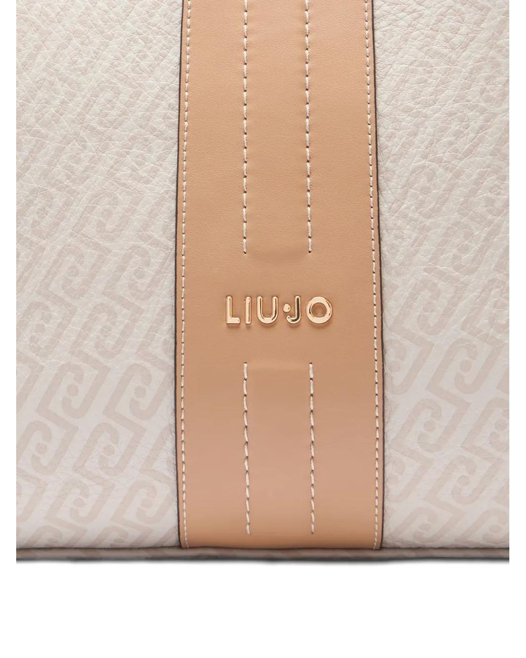Liu Jo Monogram Logo Drummed Effect Tote Bag in Natural | Lyst UK