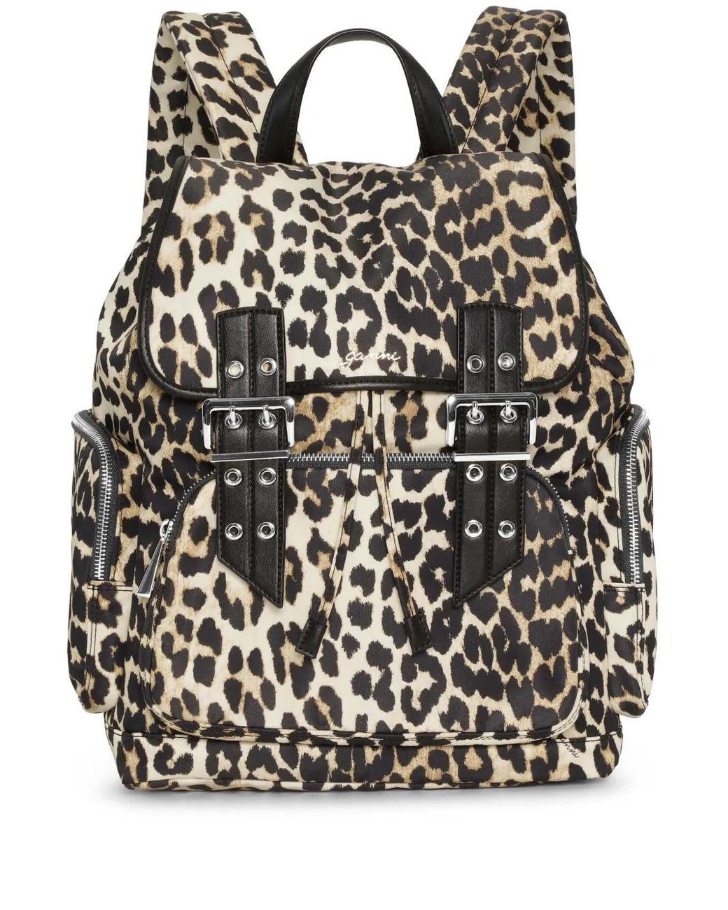 Ganni Leopard-Print Backpack in Black | Lyst UK