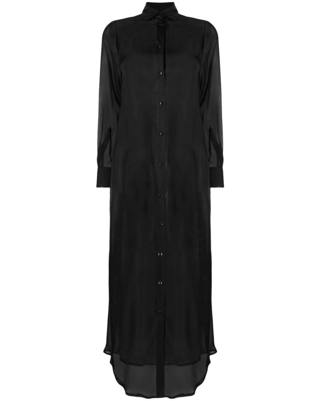 La Collection Silk Shirt Dress In Black Lyst la-collection-silk-shirt-dress-in-black-lyst