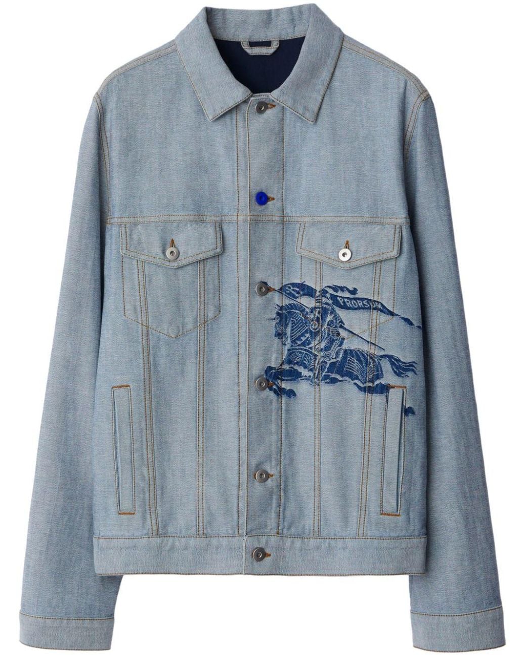 Burberry Ekd-Motif Denim Jacket in Blue for Men | Lyst