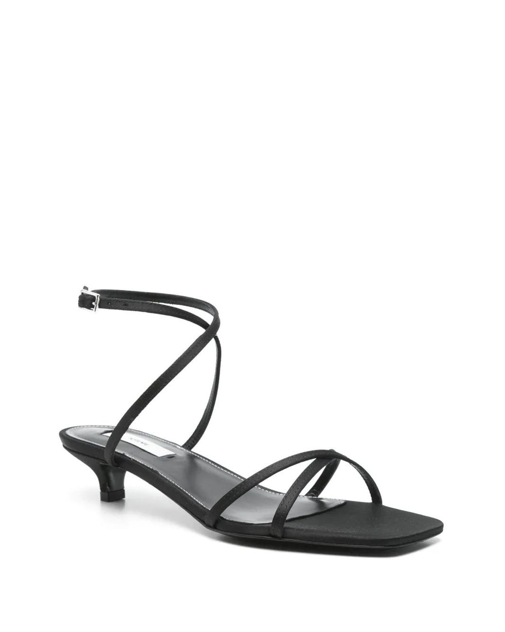 TOTEME 50Mm Satin Crossover Sandals in Black | Lyst