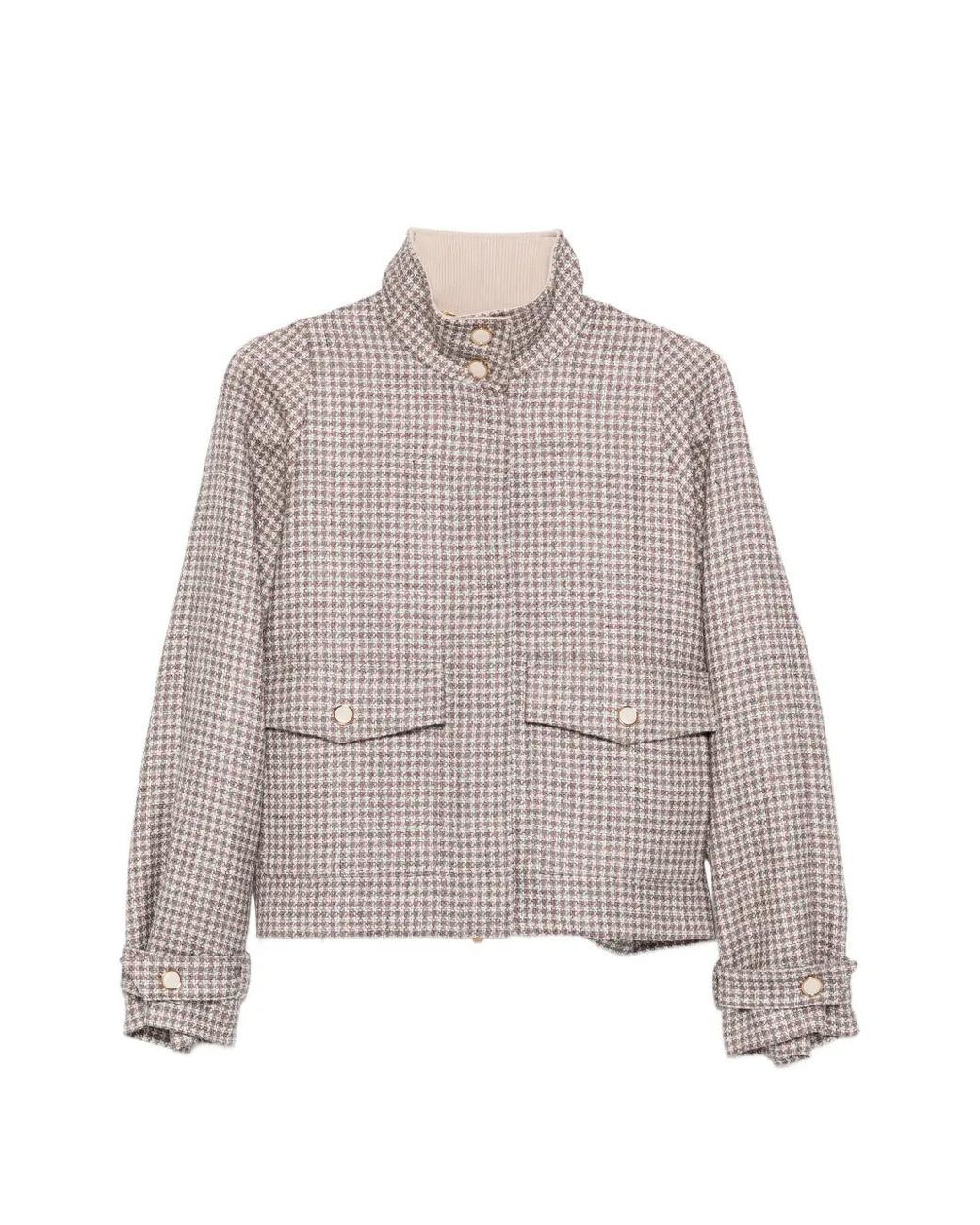 Agnona Houndstooth Pocket Jacket in Grey | Lyst UK