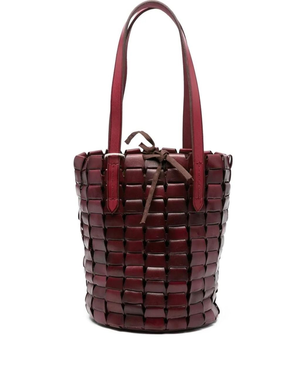 Dragon Diffusion Leather-Woven Bucket Bag in Red | Lyst
