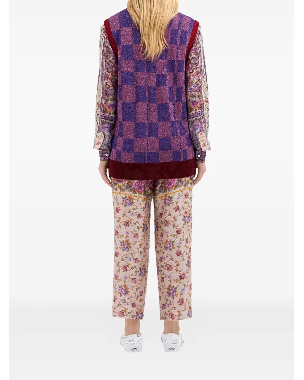 Pierre Louis Mascia Plaid-Pattern Knit Vest in Purple | Lyst