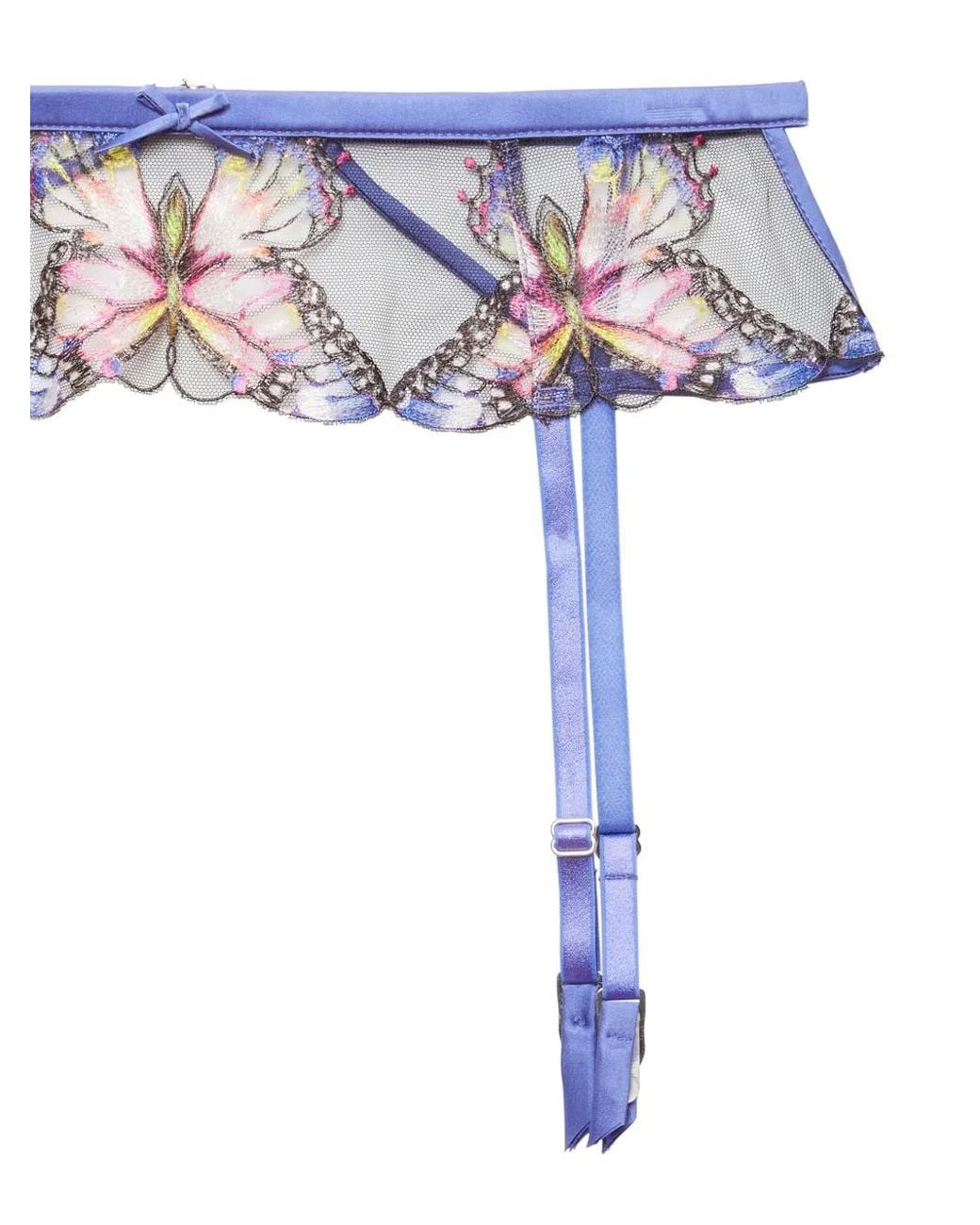 Fleur du Mal Butterfly-Embroidered Garter Belt in Blue | Lyst