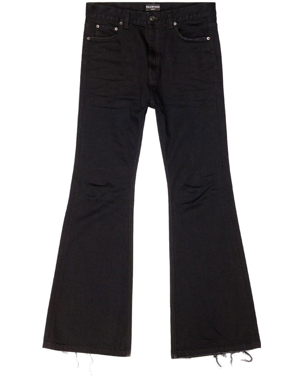 Balenciaga Denim Mid Rise Flared Leg Jeans In Black Lyst