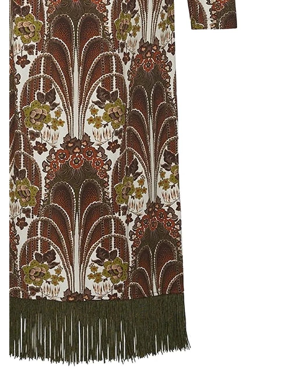 Cara Cara Fringe-Trimmed Midi Dress in Natural | Lyst