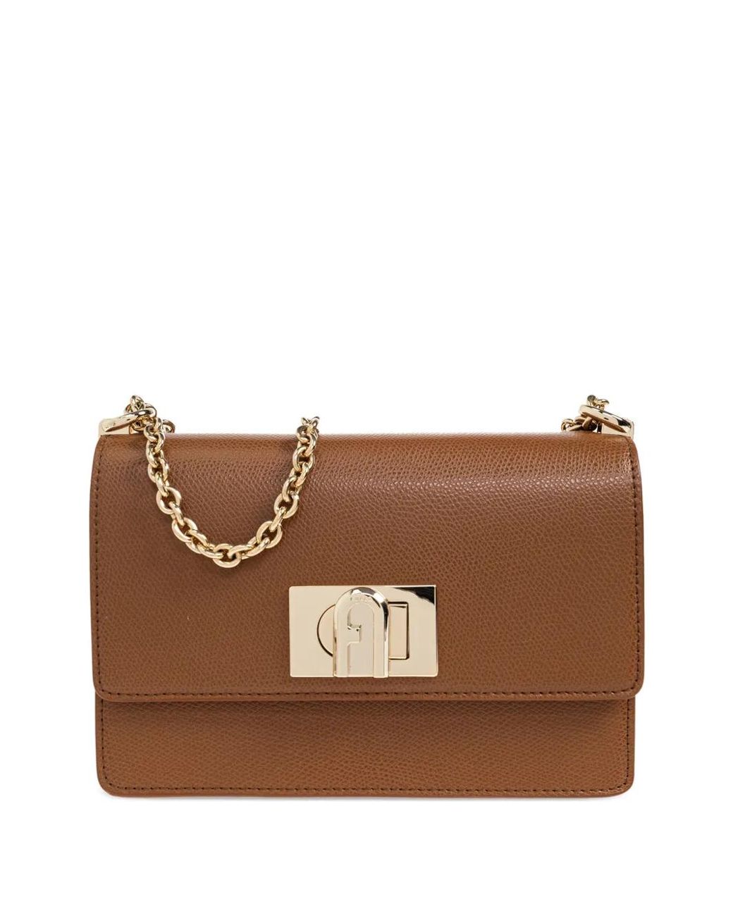 Furla Chain Padlock Tote Bag in Brown | Lyst UK