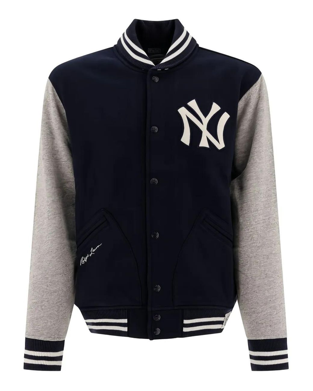 Polo Ralph Lauren Yankees Logo Baseball Jacket in Blue for Men | Lyst