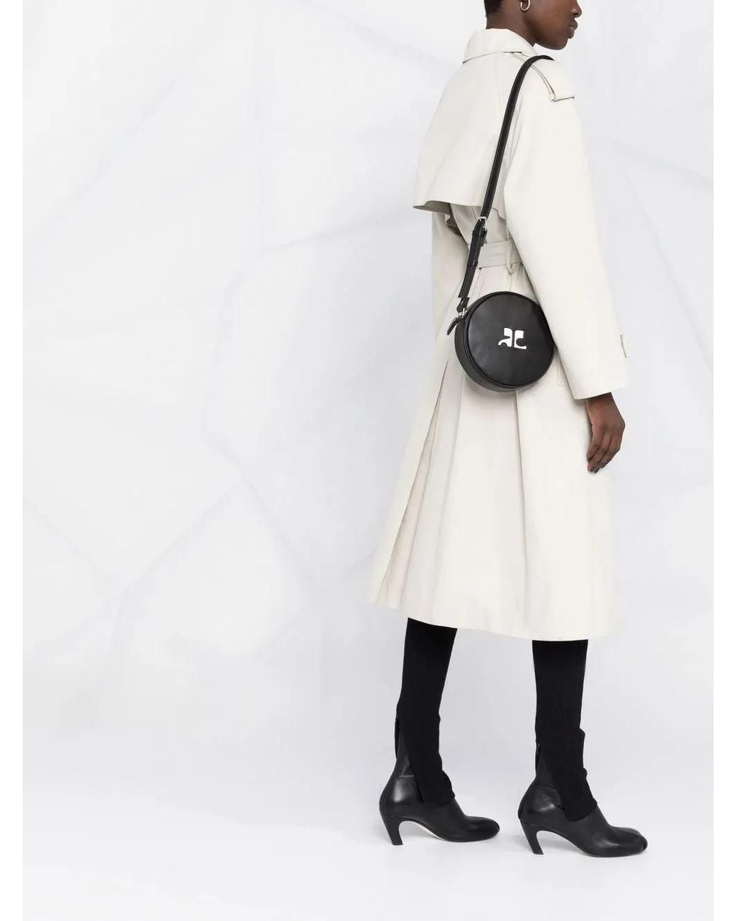 Courreges Logo-Embossed Rounded Crossbody Bag in Black | Lyst