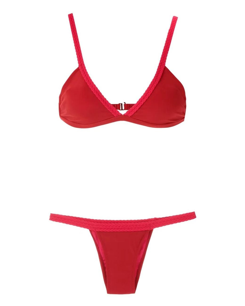 Amir Slama Braided-Trim Bikini Set in Red | Lyst
