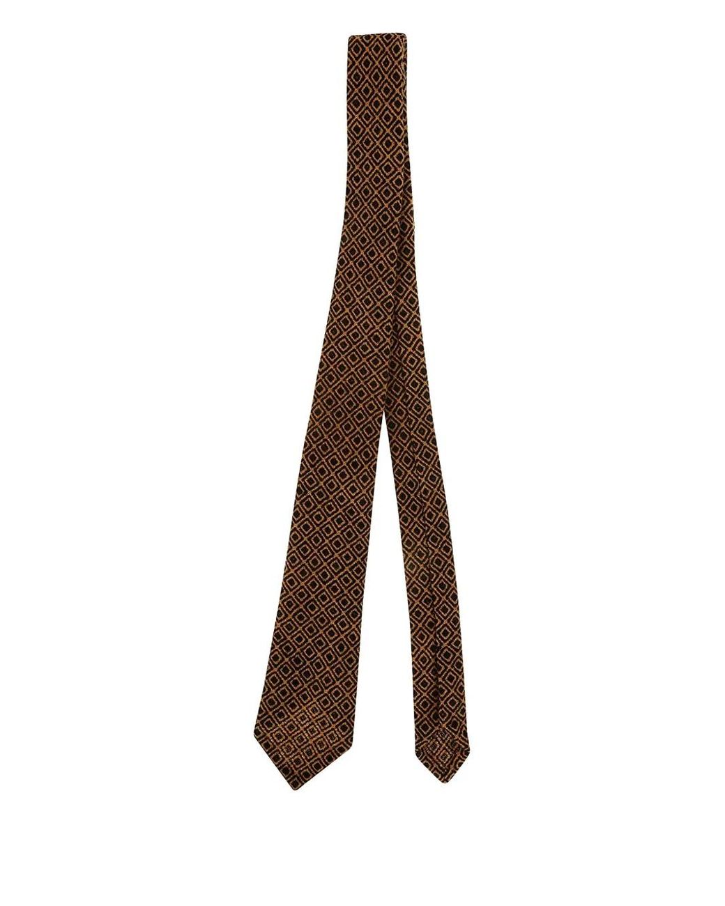 Petronius Geometric-Pattern Wool Tie in Brown for Men | Lyst UK