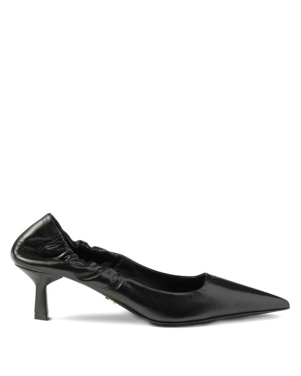 Prada 55Mm Ruched-Effect Pointed-Toe Leather Pumps in Black | Lyst UK
