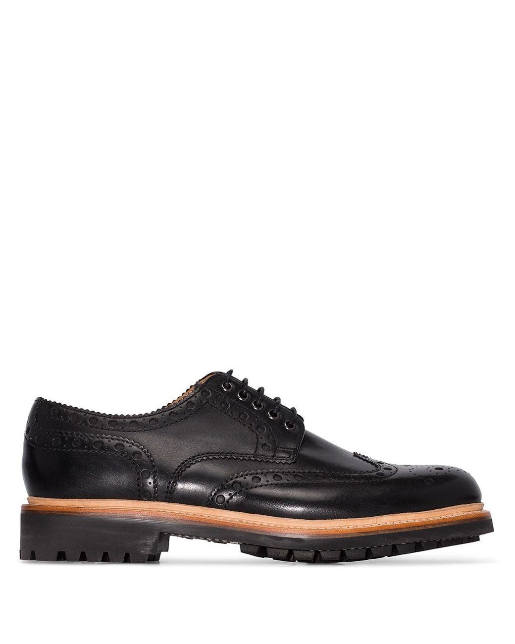 Grenson Archie Commando Sole Shoes (leather) in Black for Men | Lyst UK
