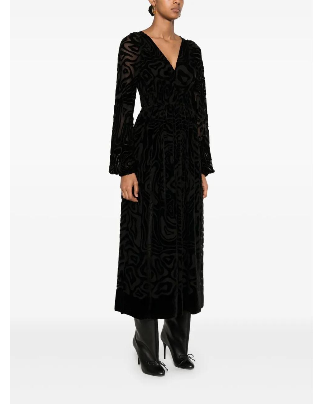 Ulla Johnson Elora Midi Dress in Black | Lyst