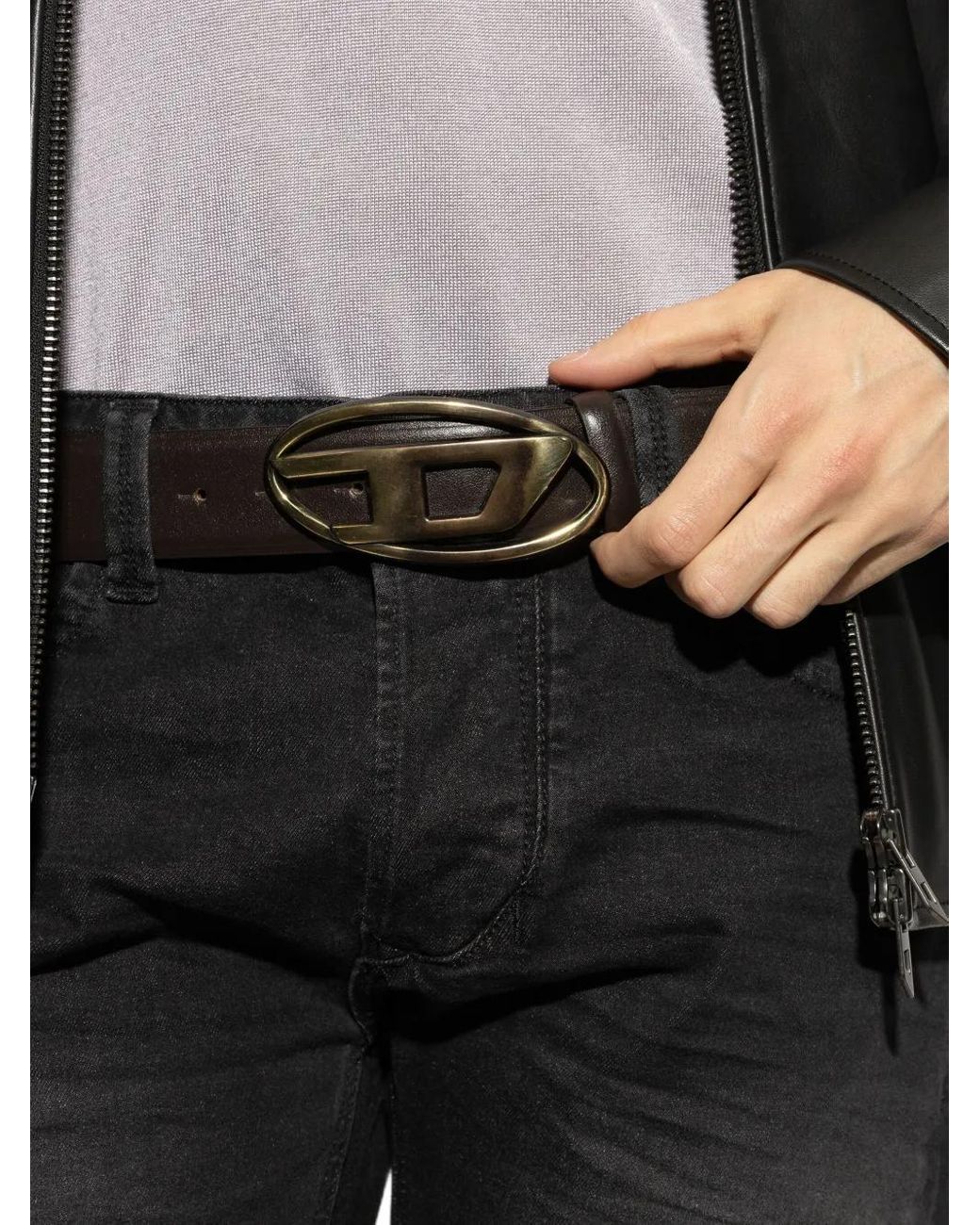 DIESEL Oval D-Logo Leather Belt in Brown for Men | Lyst UK