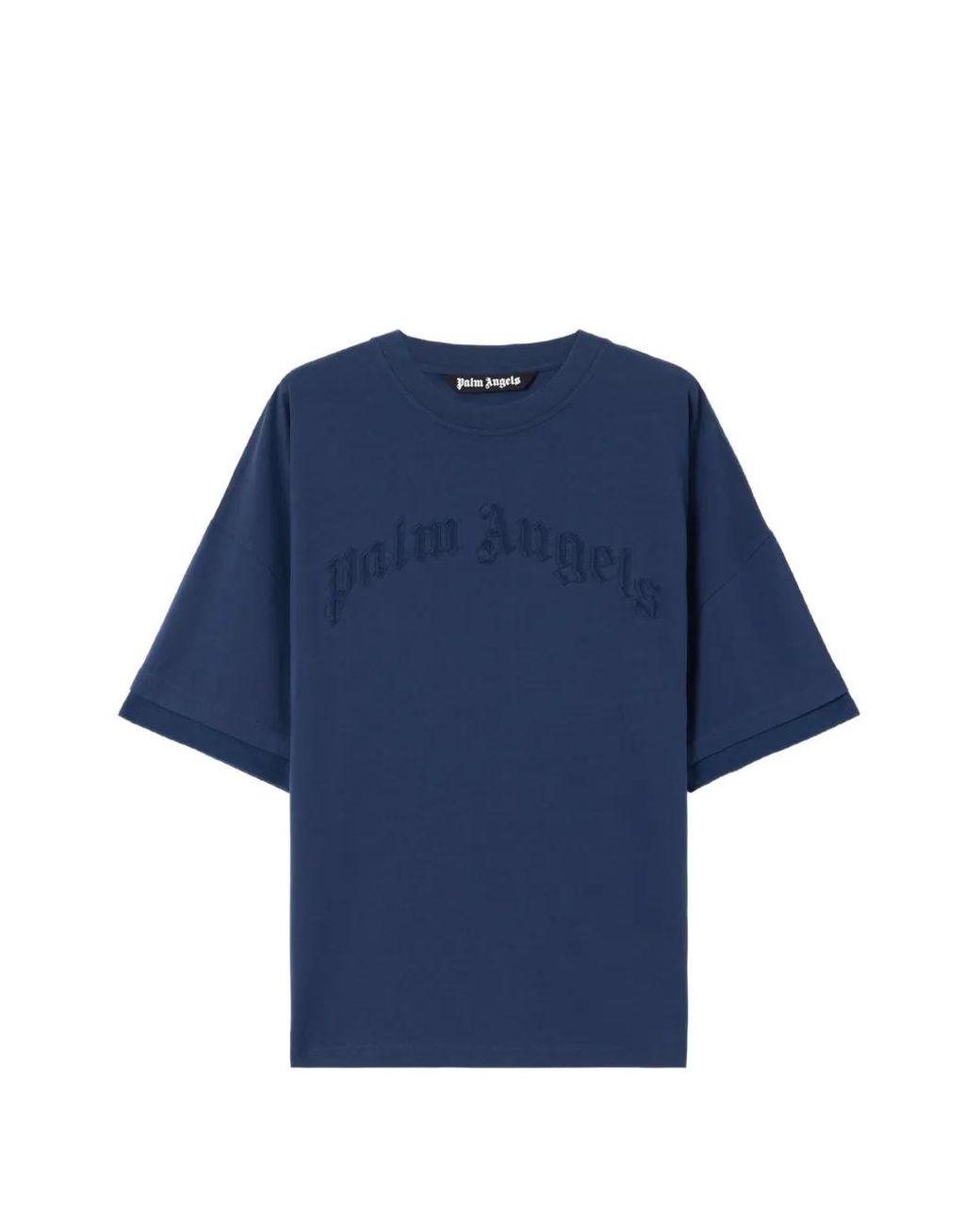 Palm Angels Embroidered Curved-Logo Double T-Shirt in Blue for Men ...