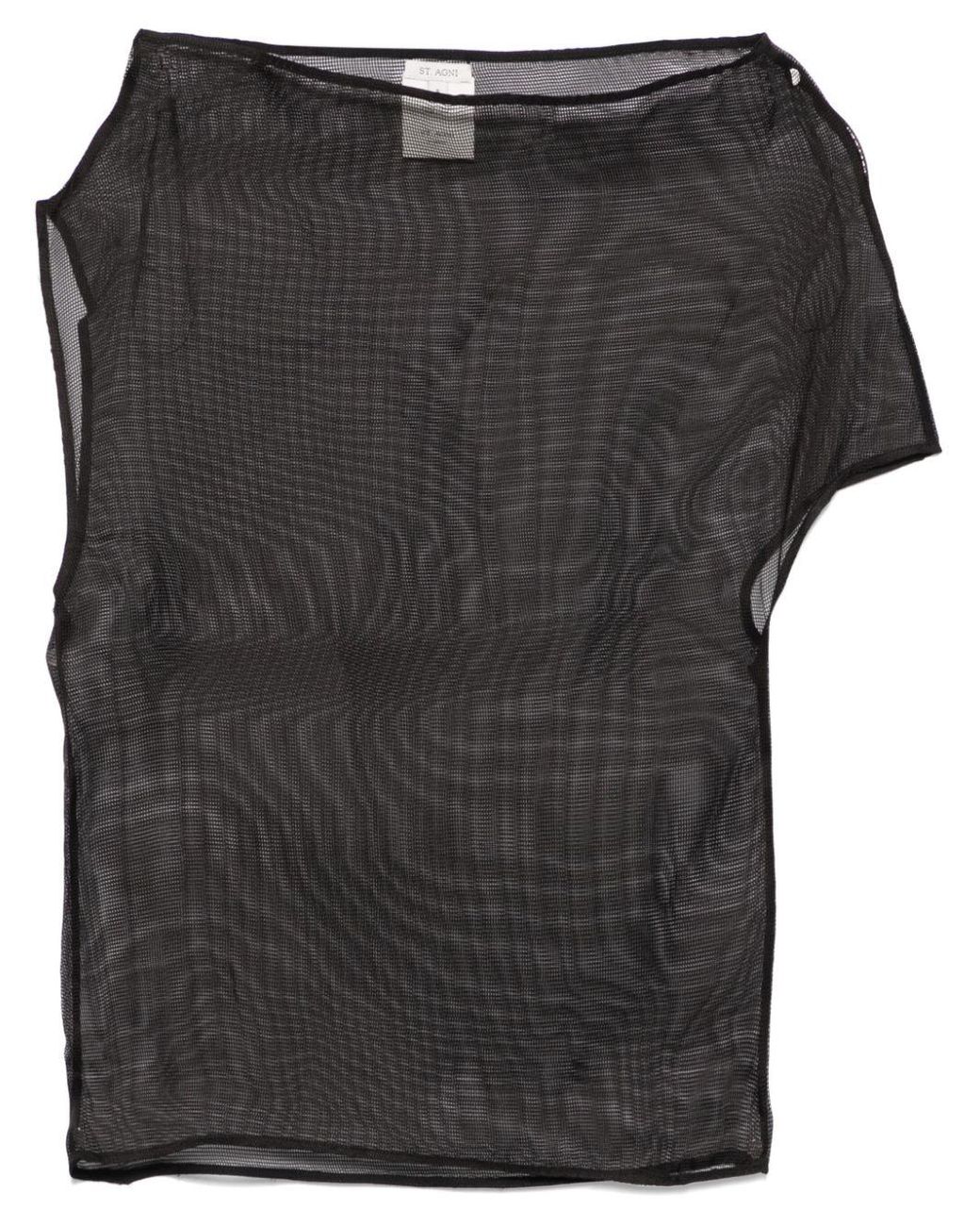St. Agni Silk Mesh Top in Black | Lyst