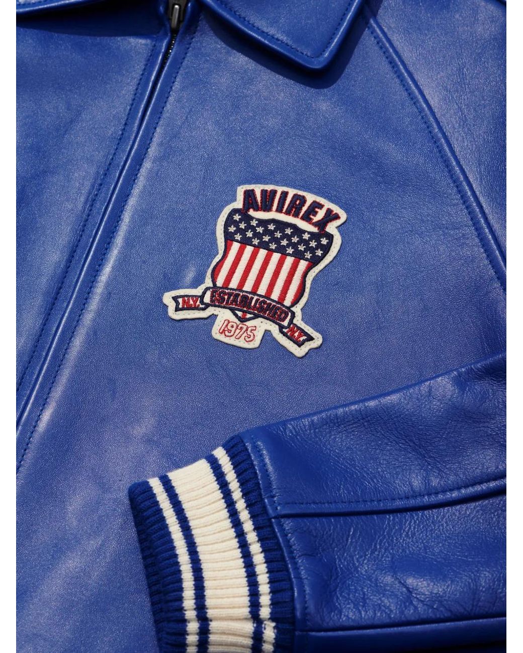 Avirex Embellished Ribbed Jacket in Blue | Lyst UK