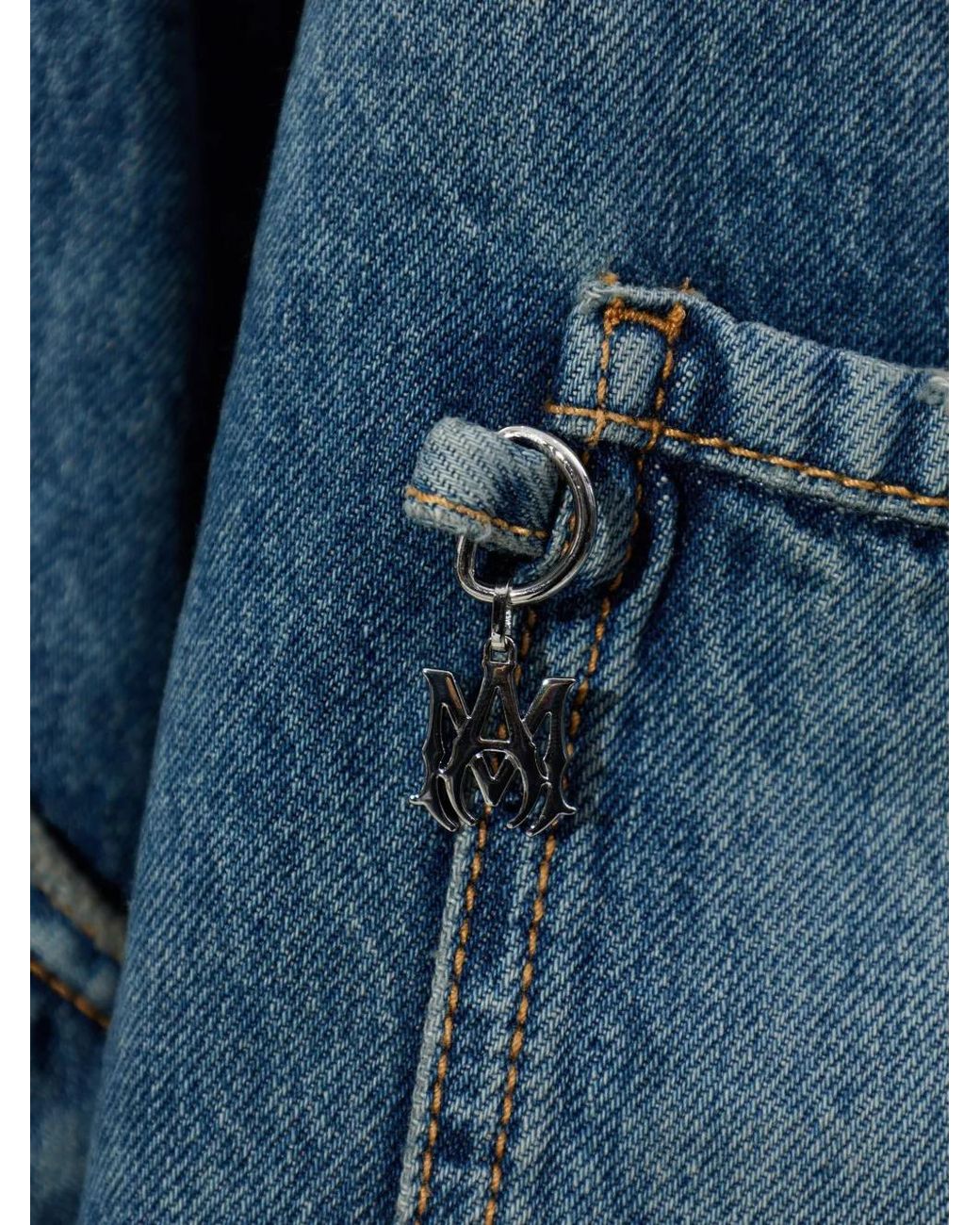 Amiri Logo-Charm Denim Jacket in Blue | Lyst