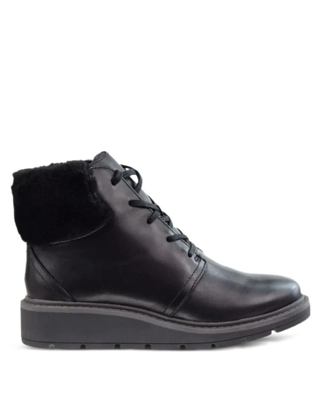 Clarks Andie Go Fur Lace-Up Boots in Black | Lyst