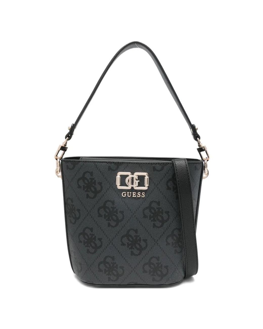 Guess Monogram Bucket Bag in Black | Lyst