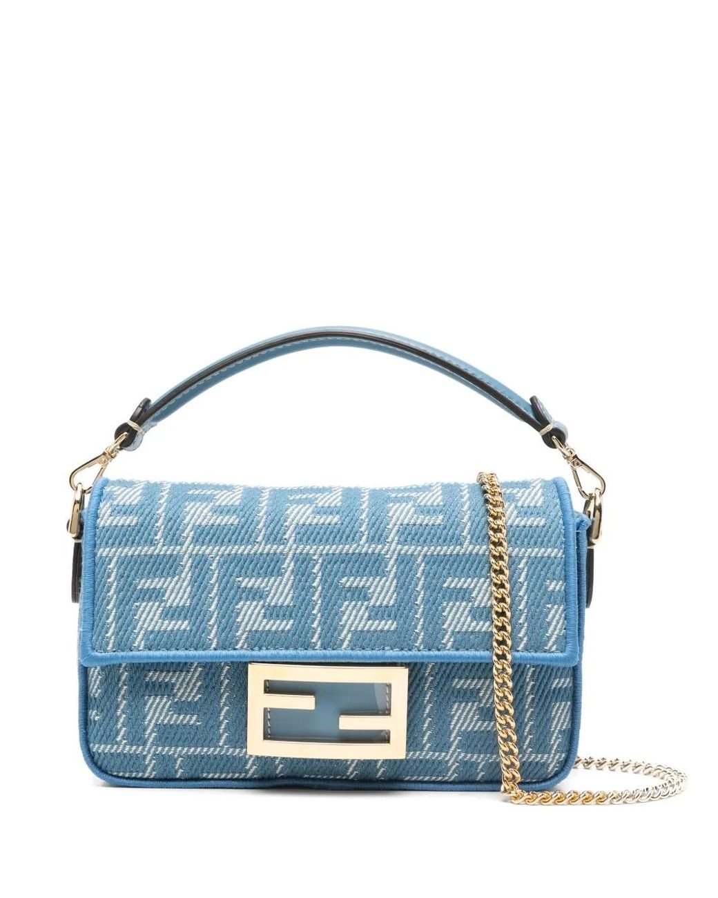 Fendi Mini Baguette Cross Body Bag in Blue | Lyst