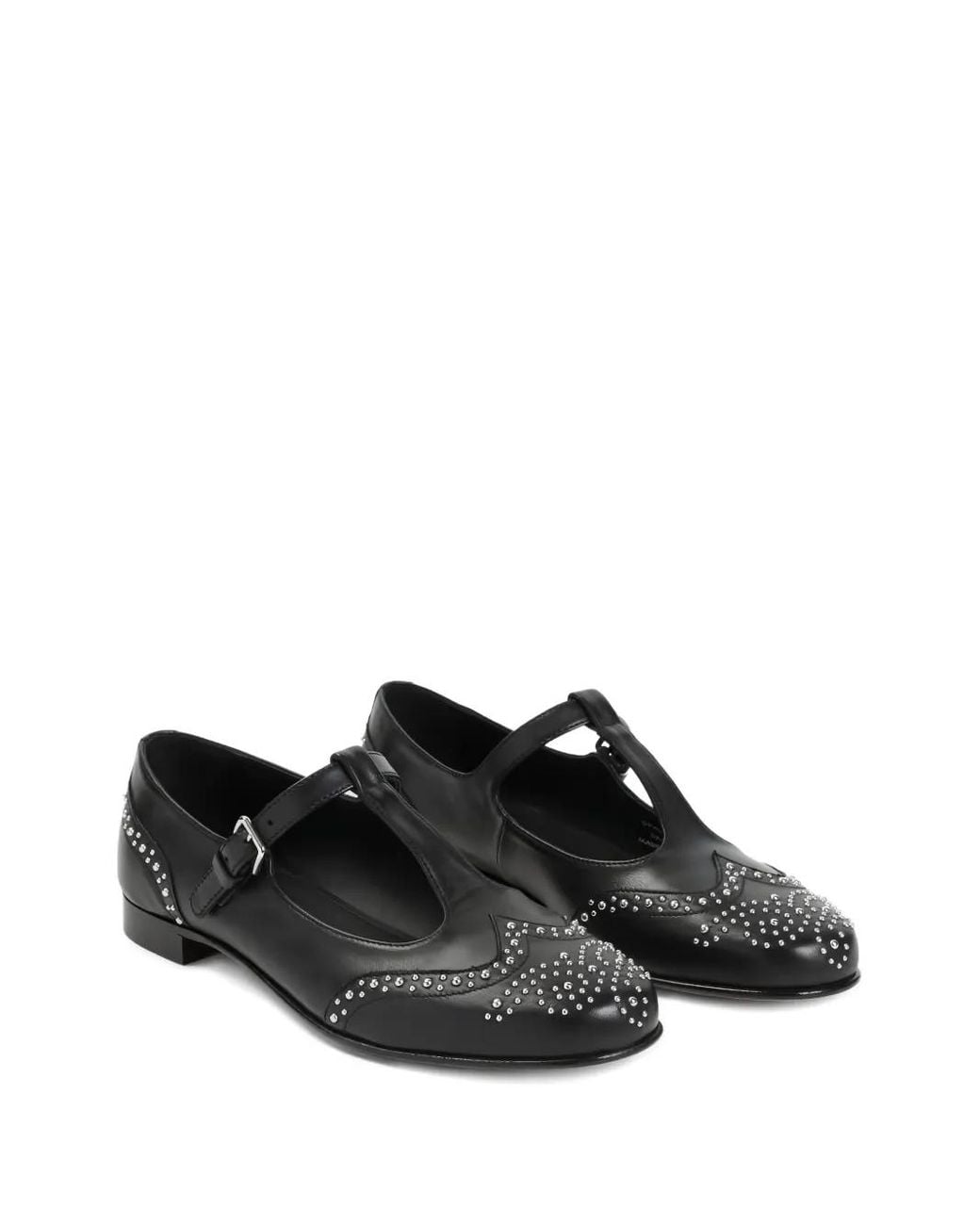 Church's T-Bar Studded Flat Pumps in Black | Lyst