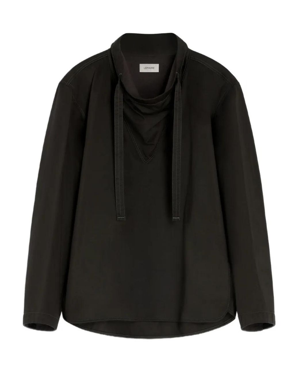Lemaire High-Neck Drawstring Blouse in Black | Lyst