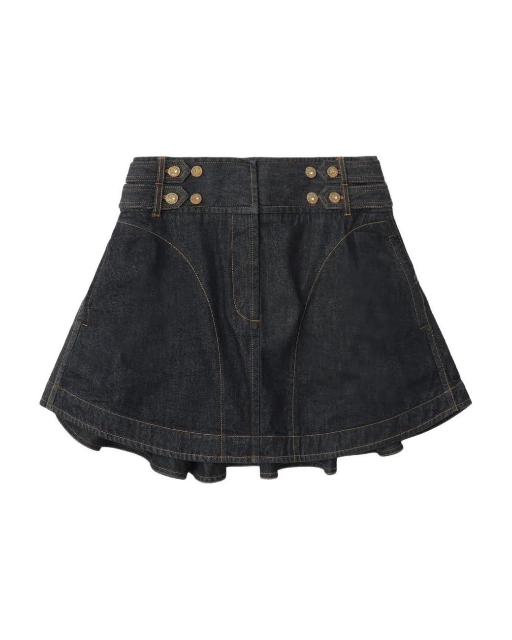 Zimmermann Denim Mini Skirt in Black | Lyst