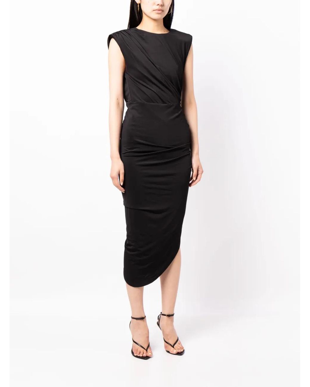 Veronica Beard Merrith Draped Midi Dress in Black | Lyst