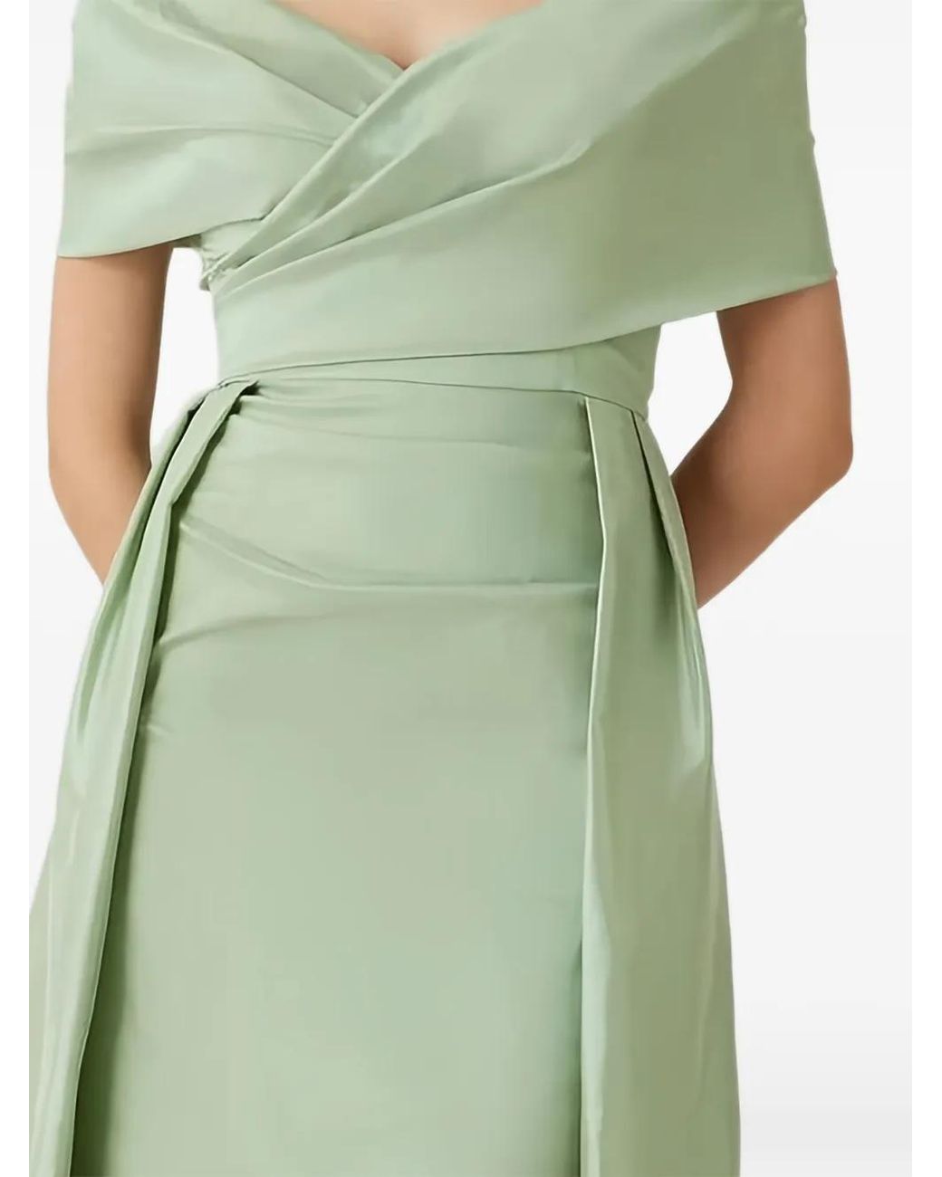 Teri Jon Off-Shoulder Overlay Maxi Gown in Green | Lyst