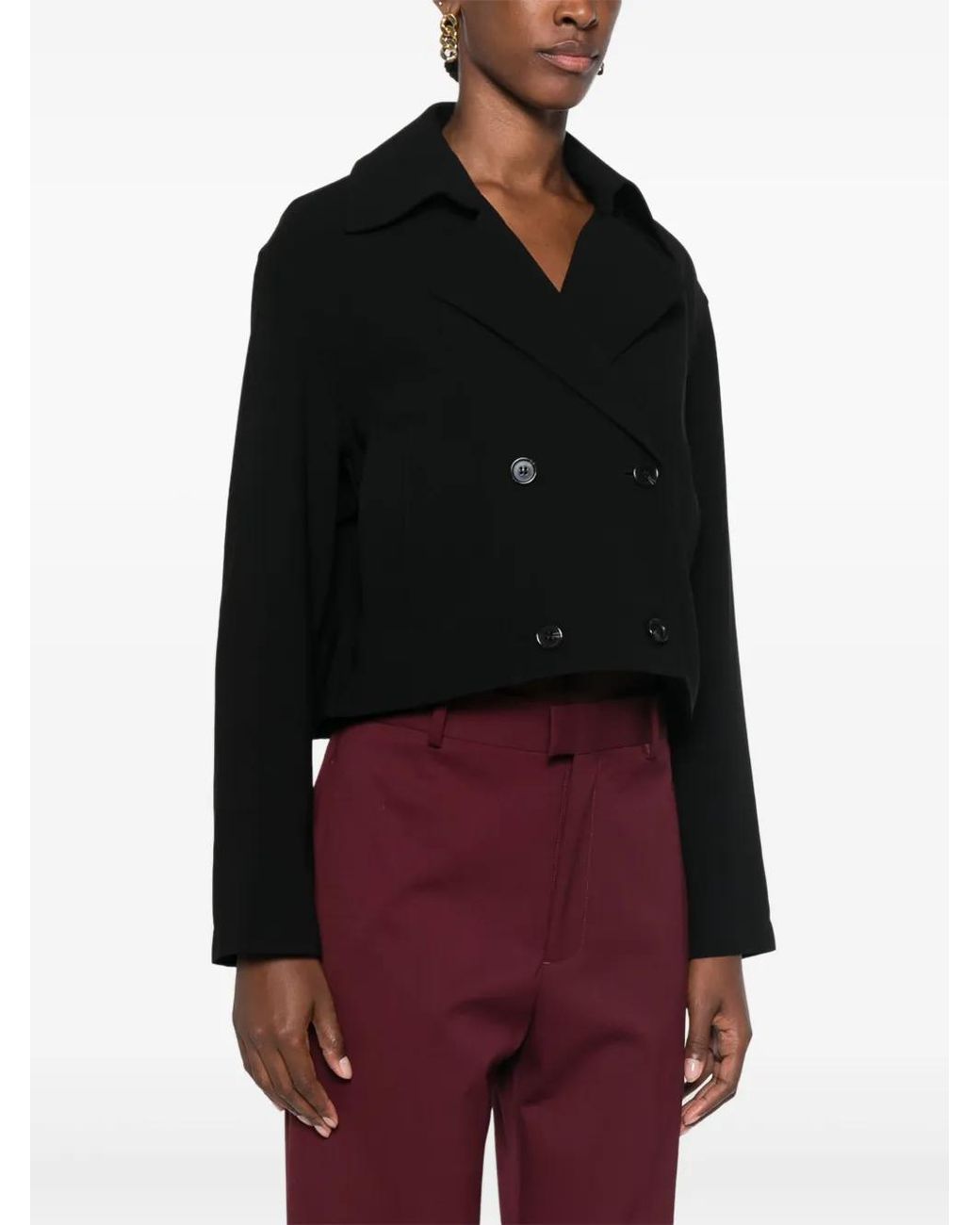 Theory Crepe Cropped Jacket in Black | Lyst