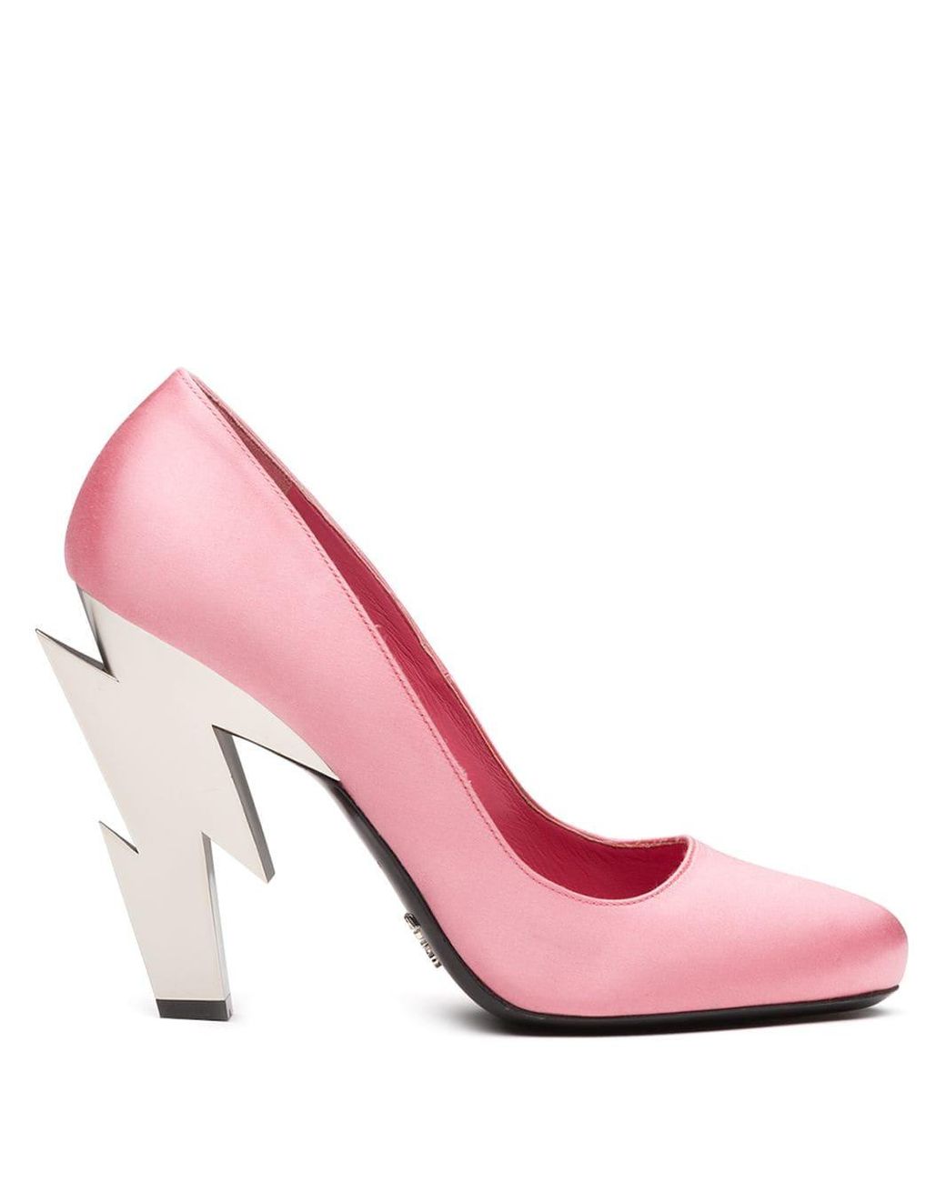 Prada Lightning-bolt Heel Satin Pumps in Pink | Lyst