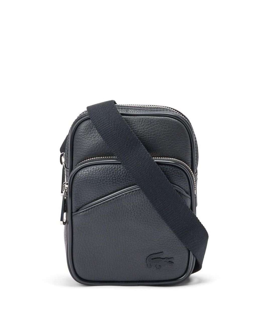 Lacoste Small Angy Leather Shoulder Bag in Blue for Men | Lyst