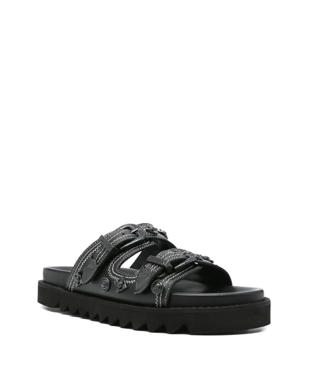 Toga Virilis Buckle-Embellished Leather Sandals in Black for Men | Lyst