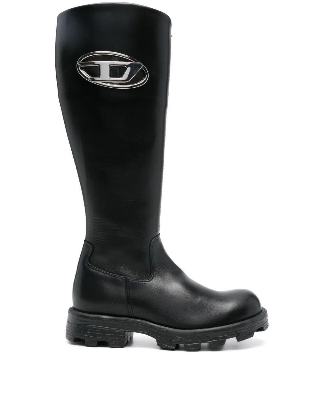 DIESEL Oval D-Logo Boots in Black | Lyst