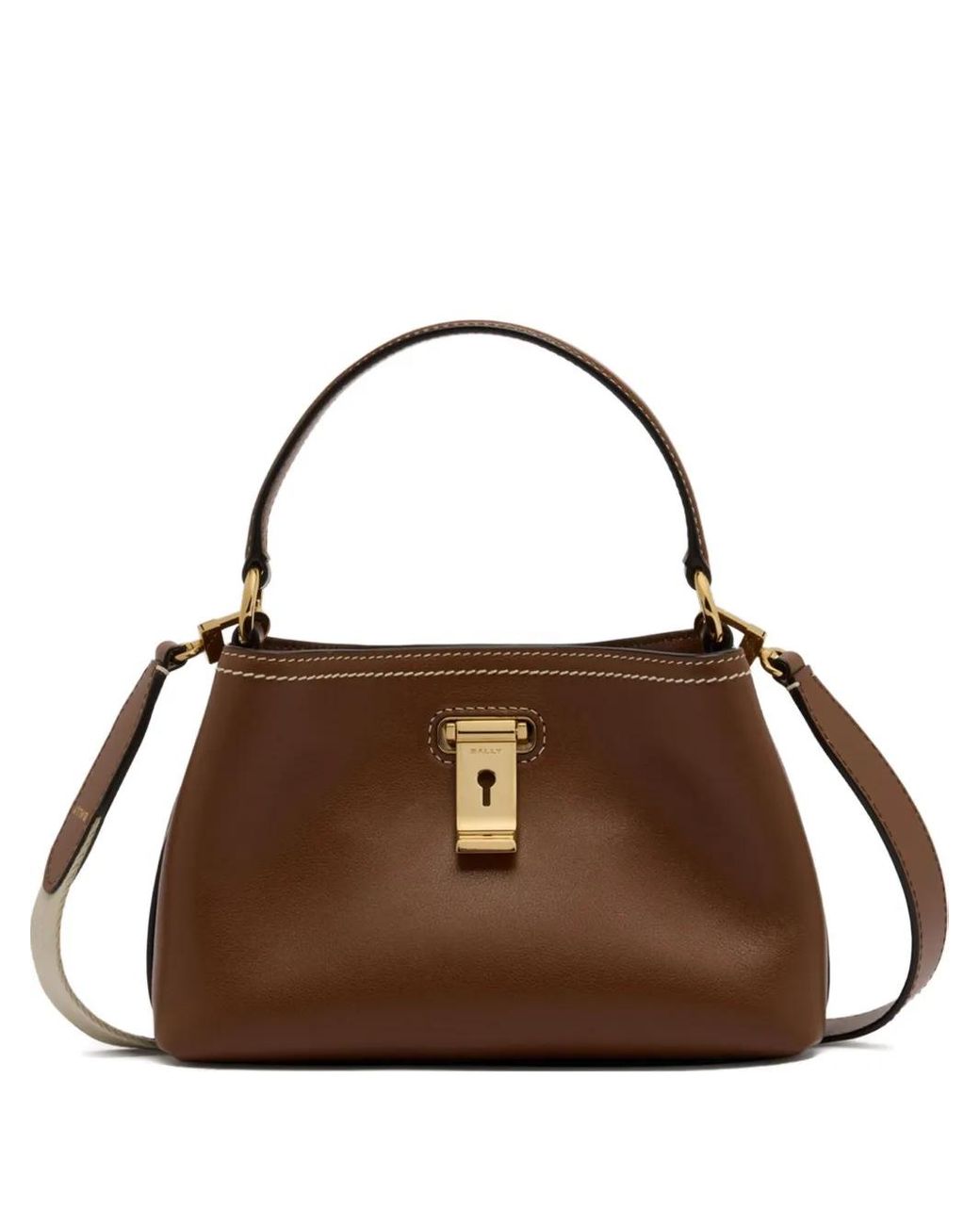 Bally Mini Lock Me Leather Tote Bag in Brown | Lyst