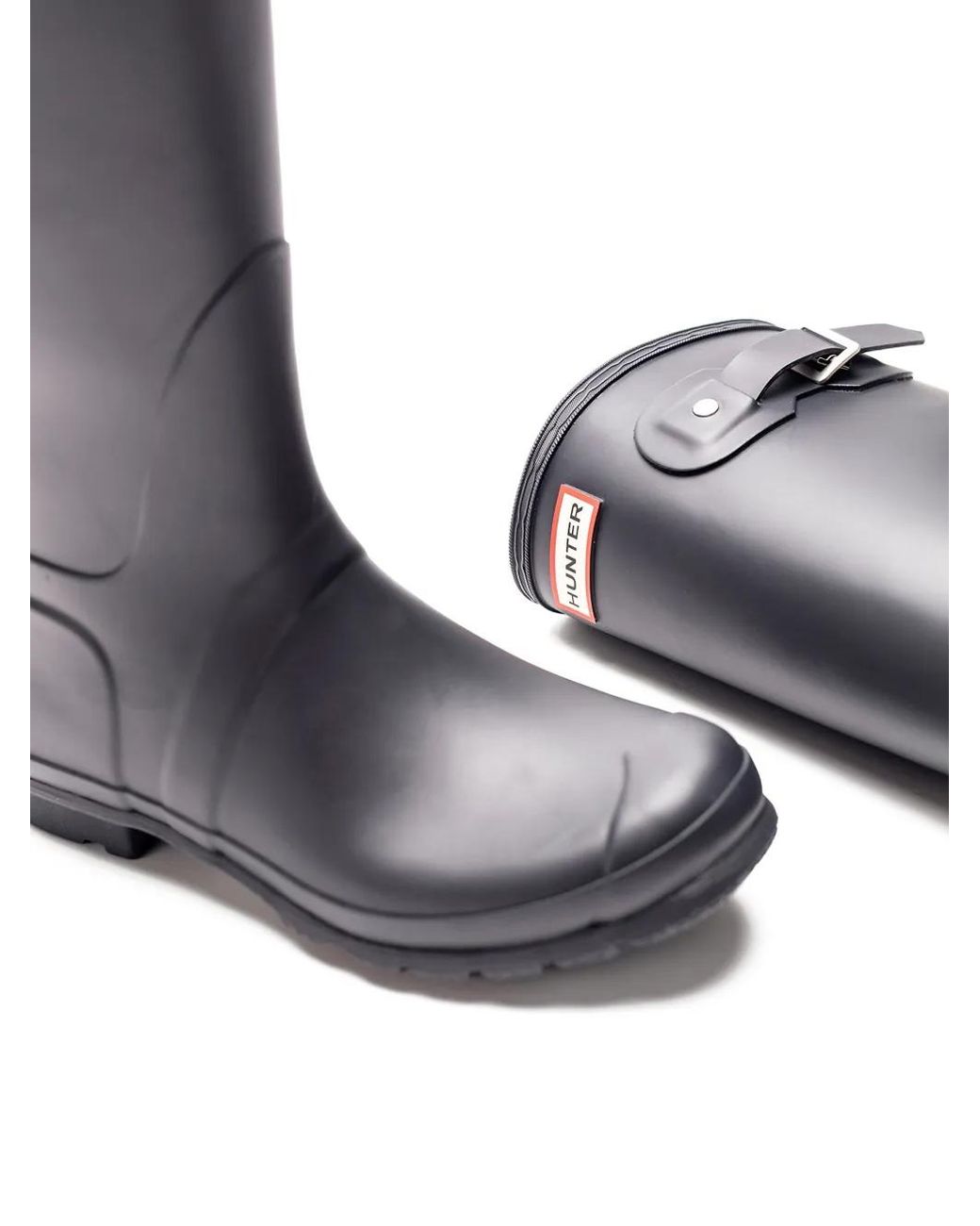 HUNTER Logo-Appliqué Boots in Blue | Lyst