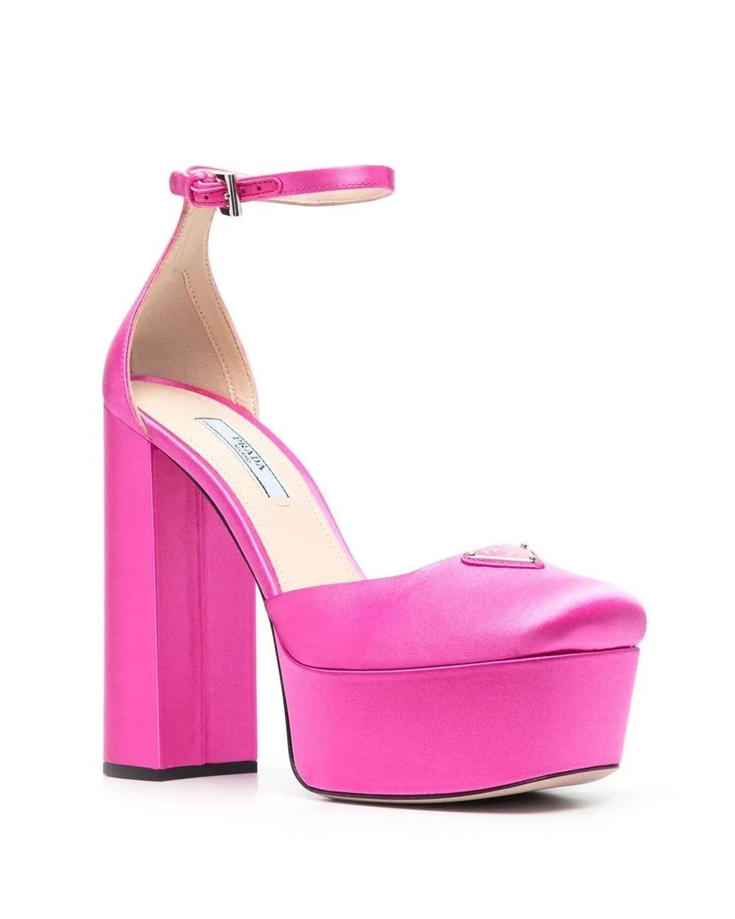 Prada Logo-Plaque 135Mm Platform Pumps in Pink | Lyst