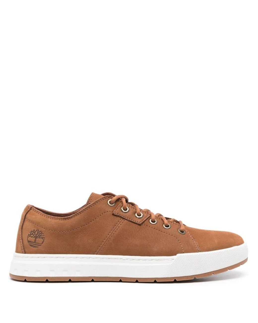 Timberland Logo-debossed Leather Sneakers in Brown for Men | Lyst
