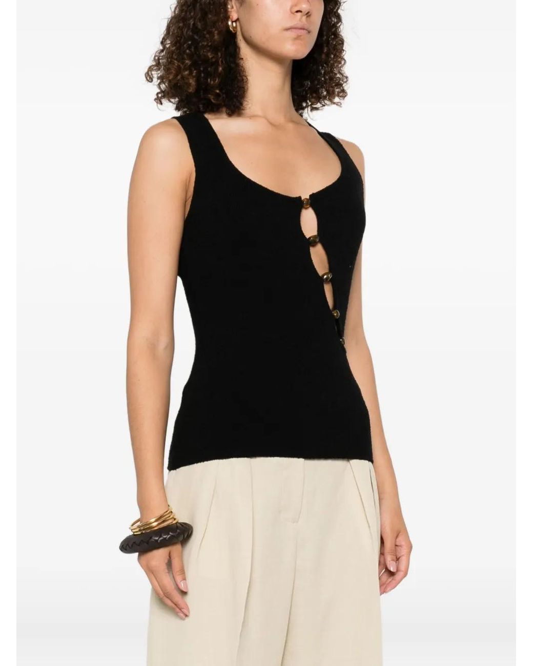 SIR. Beaded Cut-Out Tank Top in Black | Lyst