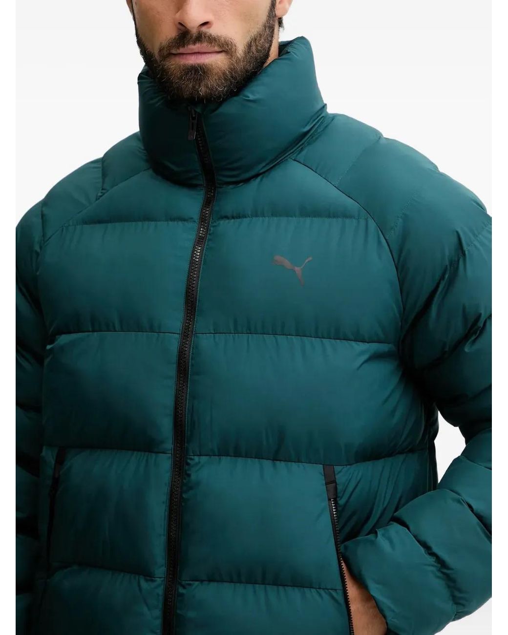 PUMA Mono Zip Puffer Jacket in Green for Men | Lyst UK