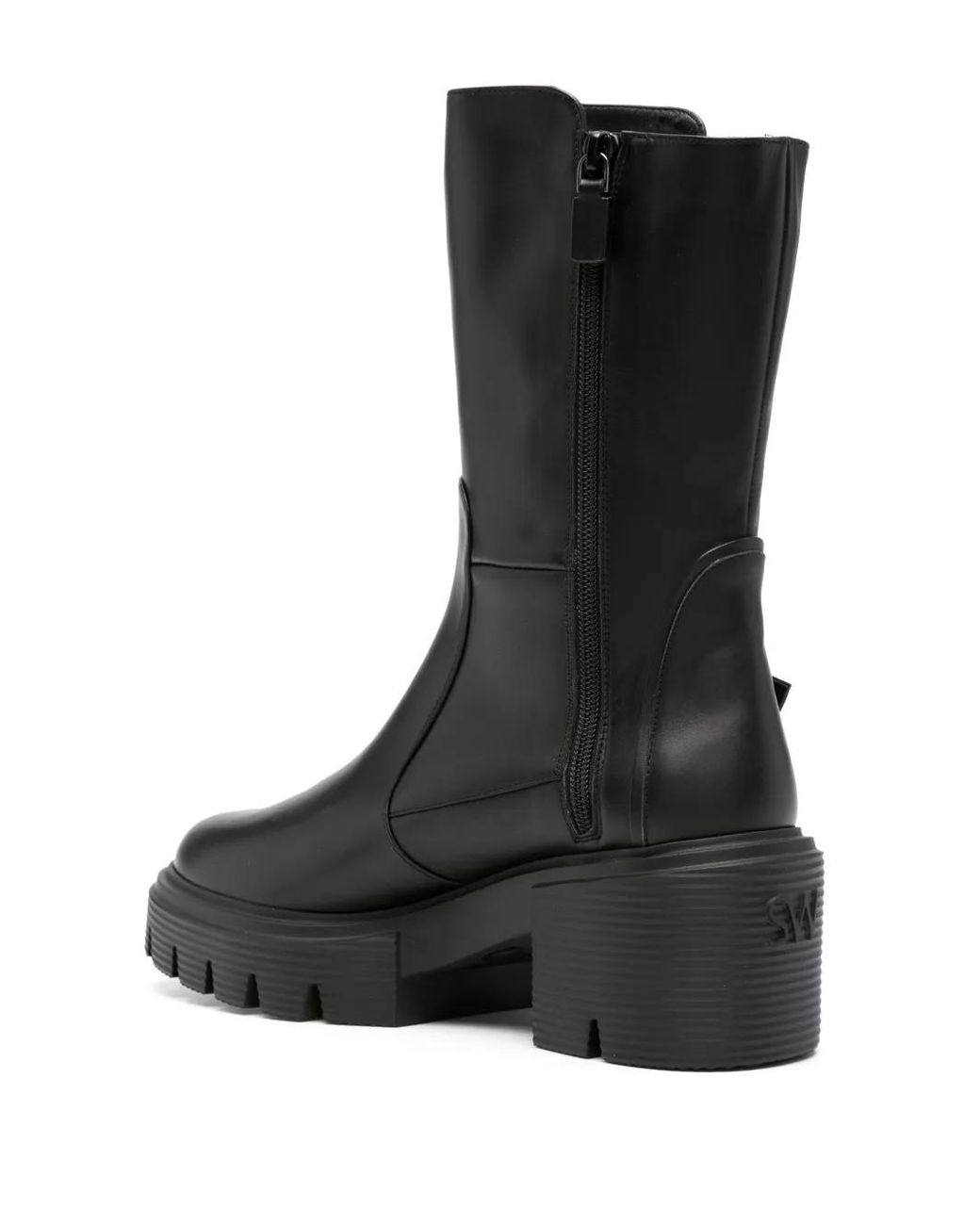 Stuart Weitzman Soho Gia 75Mm Leather Boots in Black | Lyst