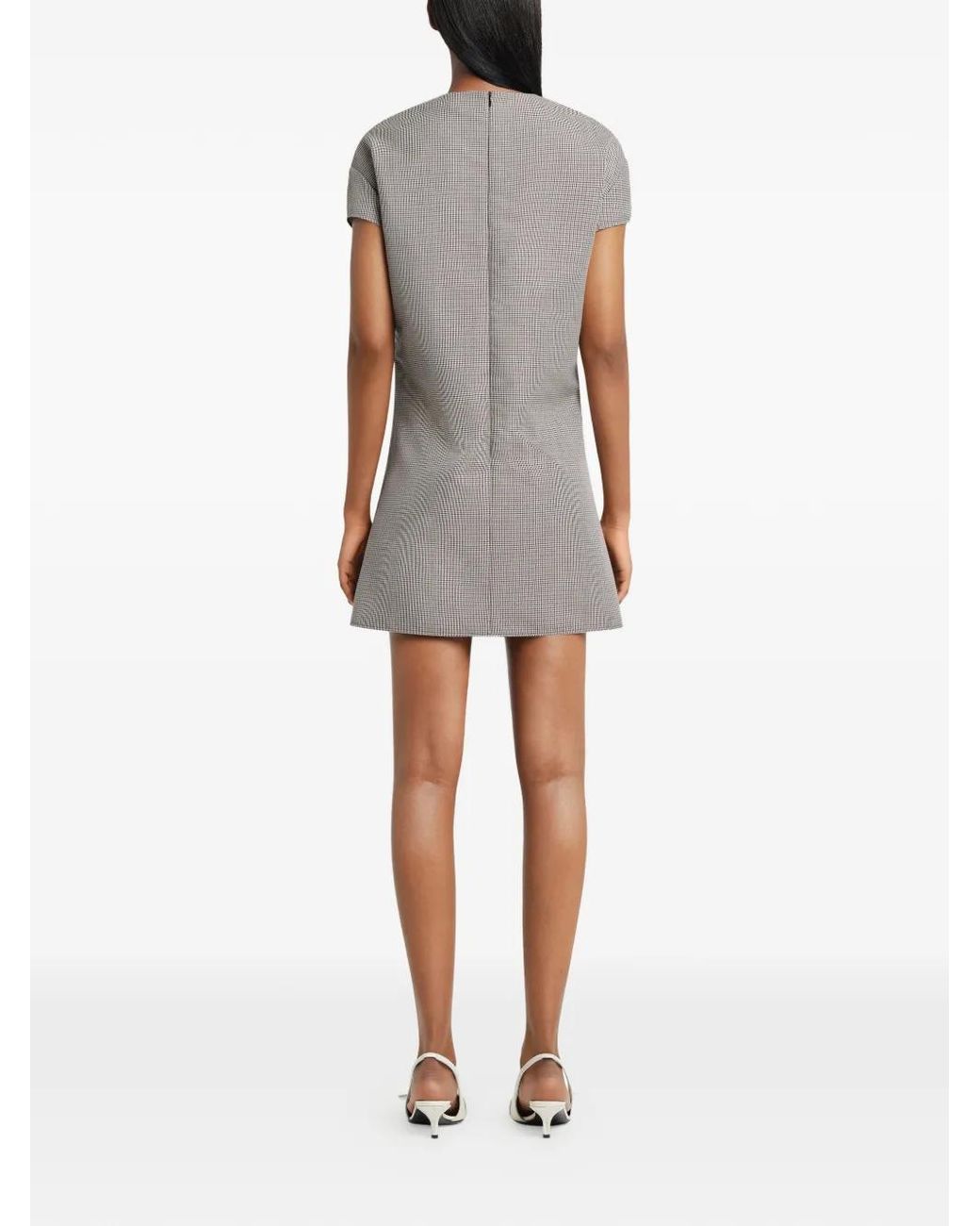 Courreges Houndstooth-Pattern Dress in Grey | Lyst UK