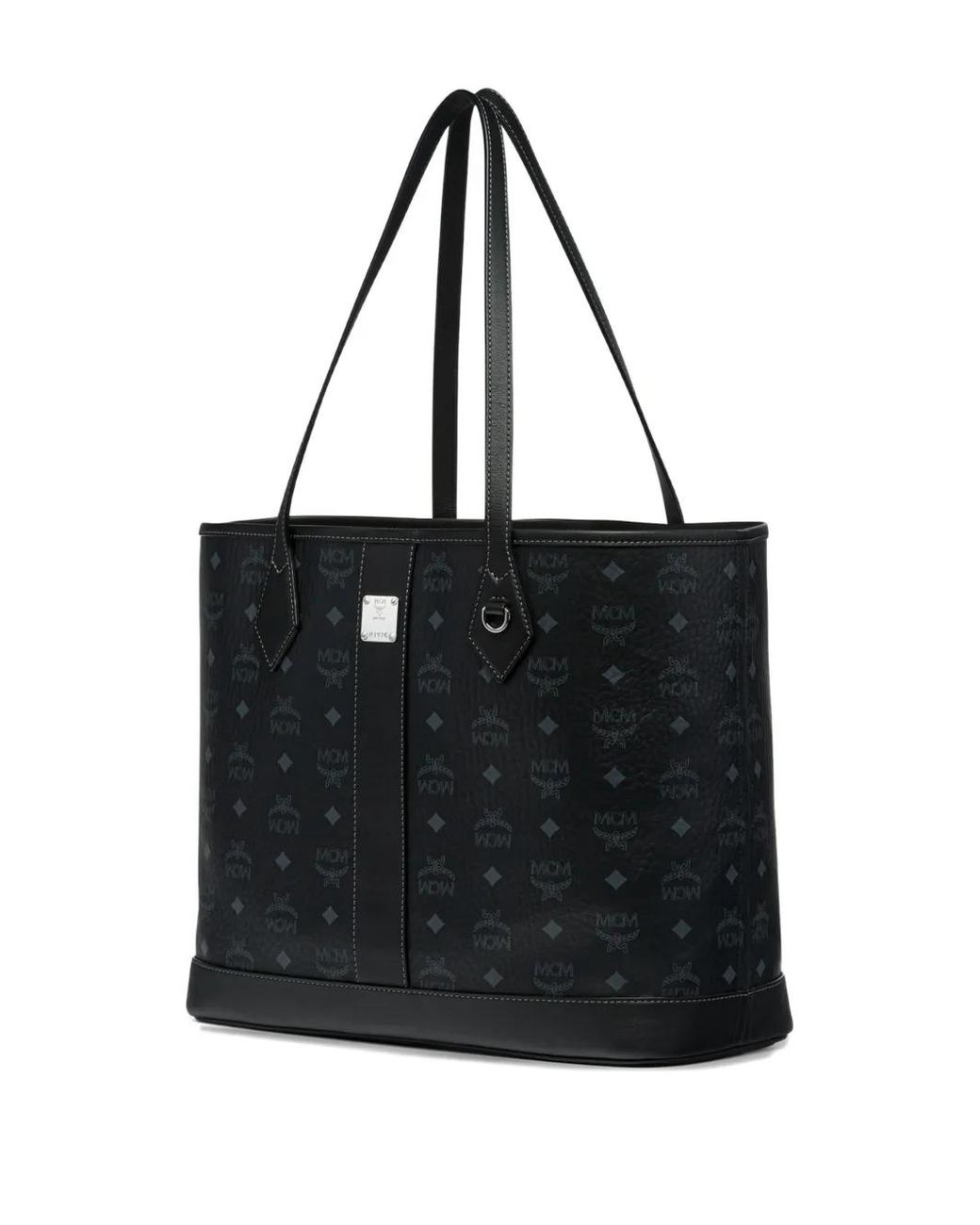 MCM Medium Logo-plaque Tote Bag in Black | Lyst