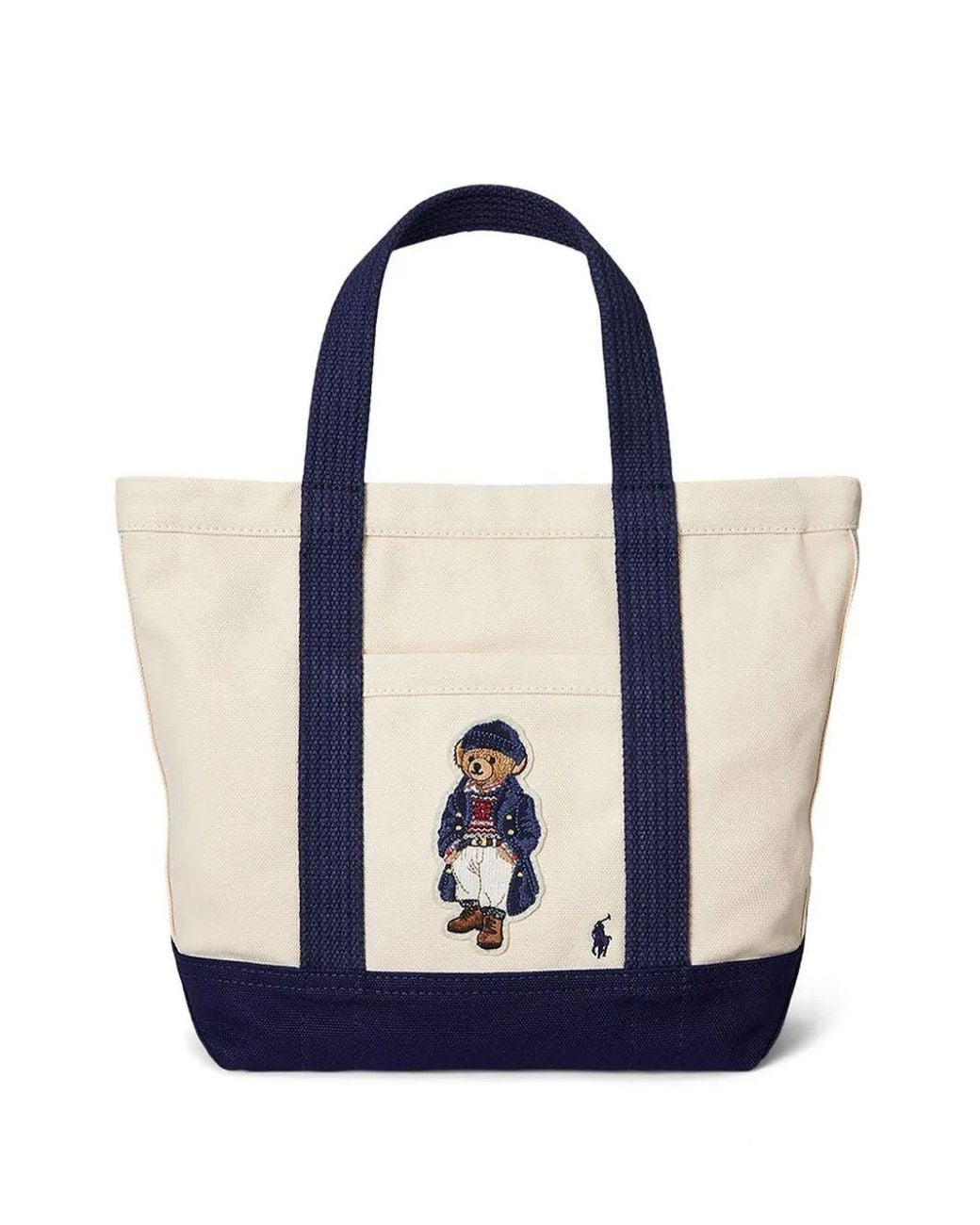 Polo Ralph Lauren Small Polo Bear Canvas Tote Bag in Blue | Lyst