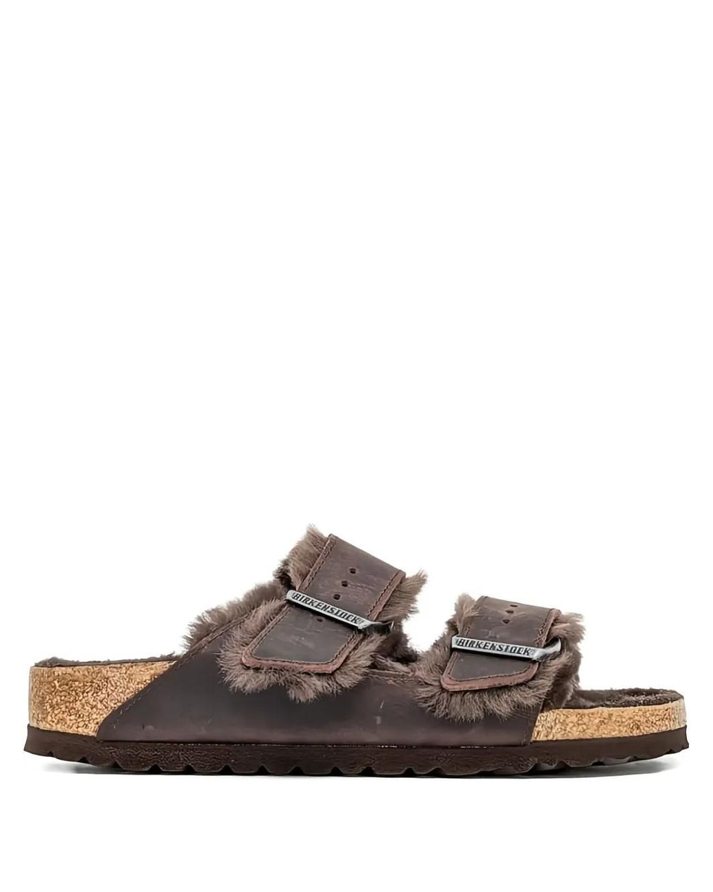 Birkenstock Arizona Shearling "Habana" Sandals in Brown for Men | Lyst