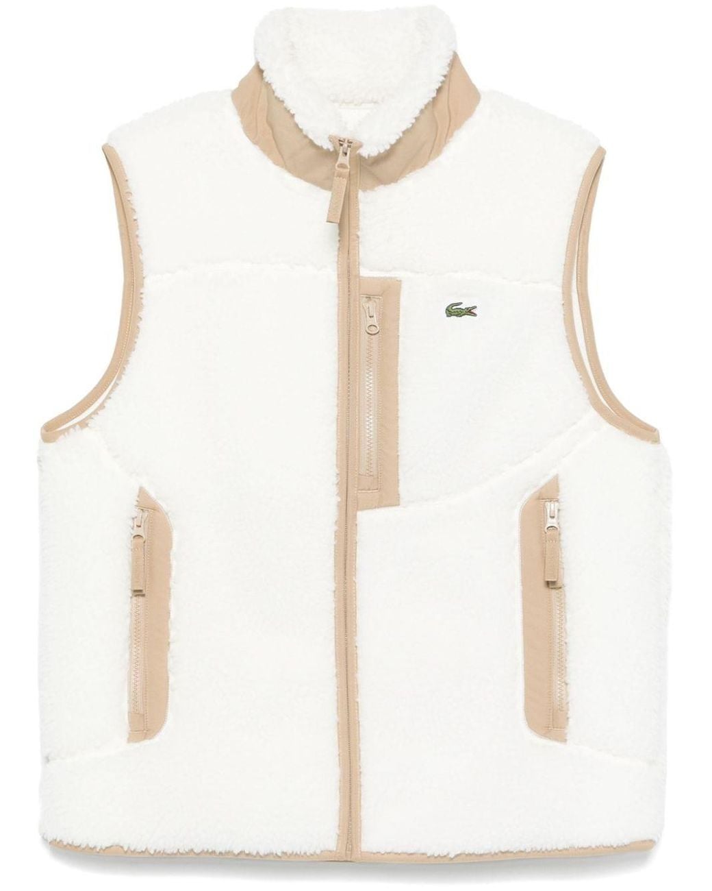Lacoste Sherpa Fleece Gilet in Natural for Men | Lyst